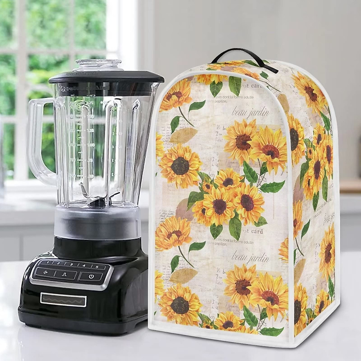 HUISEFOR Sunflower Post Design Blender Covers Kitchen Appliance Dustproof Cover with Handle, Washable Kitchen Universal Food Processor Juicer Coffee Maker Cover