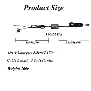 Dash Cam Hardwire Kit, Mini USB Hard Wire Kit Fuse for Dashcam, 12V-30V to 5V Car Dash Camera Charger Power Cord, Gift 4 Fuse Tap Cable and Installation Tool