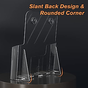 MaxGear Acrylic Brochure Holder 8.5x11 inches 2Pack, Acrylic Literature Holder Flyer Holder Pamphlet Holder Rack Card Holder Plastic Booklet Display Stand for Magazine with Clear Business Card Holder