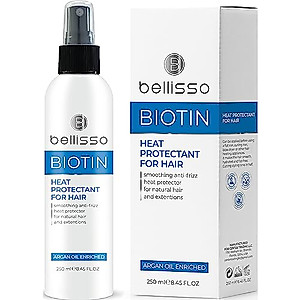 Biotin Heat Protectant Spray for Hair with Moroccan Argan Oil - Leave in Deep Conditioner for Dry Damaged Hair - Thermal Protection Styling and Treatment Products for Women – Salon Grade Products
