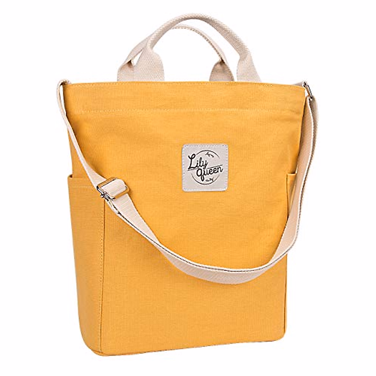 Lily queen Women Canvas Tote Handbags Casual Shoulder Work Bag Crossbody (Yellow)