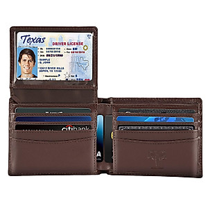 LVCRETIVS Leather Bifold Wallet for Men Full Grain Leather RFID Blocking Wallet with 2 ID Windows