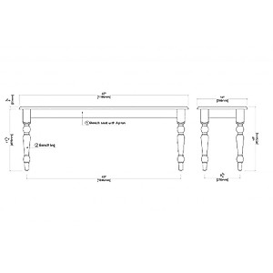 Boraam Farmhouse Bench, White/Natural 14 x 48 x 18