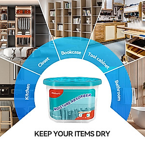 AlohaAir Moisture Absorber Boxes 500ml, Humidity Absorbers Attracts Extra Moisture from Bathroom, Closet, Car & Boats, Dehumidifier for Basement, Kitchen & Room.(Fragrance Free, 3 Packs)