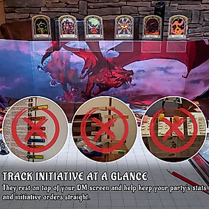 DND Initiative & Combat Tracker Set of 6PCS Erasable Acrylic Top on Screen with Character, Monster Insert Cards DM Tools, Accessories for Dungeons and Dragons, Pathfinder, TTRPGs