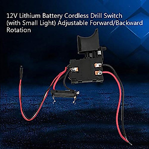 Cordless Drill Speed Control Trigger Switch 7.2 V - 24 V Electric Drill Switch with Small Light for Electric Hand Drill or Other Power Tools, Drill Trigger Switch with Reverse Function