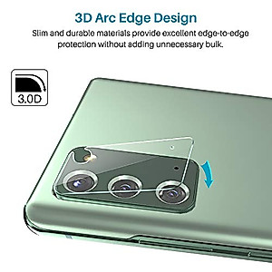 4 Pack LϟK 2 Pack Tempered Glass Screen Protector + 2 Pack Camera Lens Protector Compatible for Samsung Galaxy Note 20, New Version, Ultrasonic Fingerprint Supported, Installation Tray - Clear