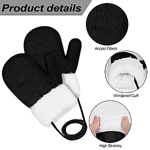 ONESING 2 Pair Toddler Mittens Baby Mittens Toddler Gloves Newborn Mittens Warm Gloves Knit Gloves Winter Gloves for baby Girls Boys, Black, Grey