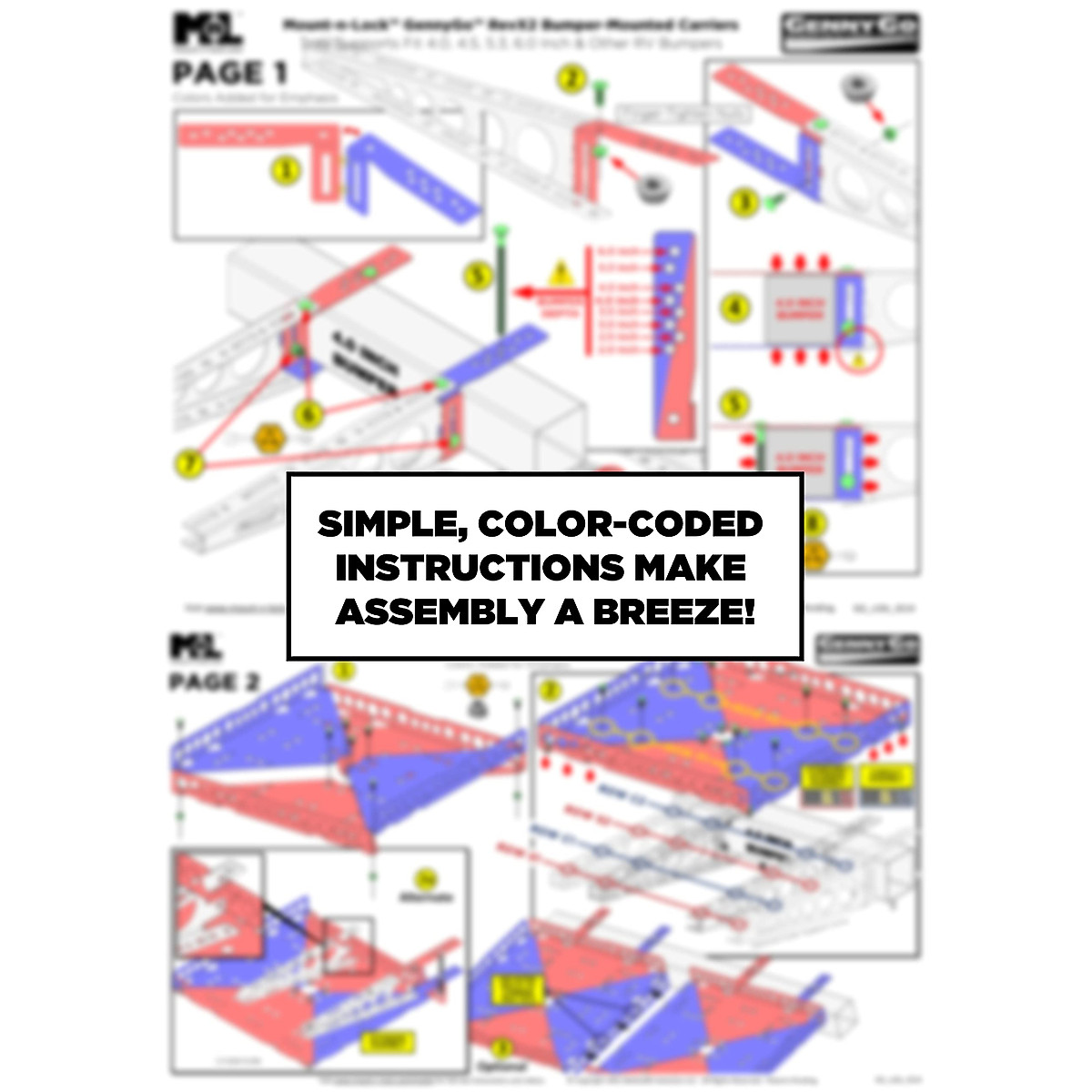 Mount-n-Lock GennyGo RevX2 RV Bumper-Mounted Cargo Box and Tray Supports (Steel)