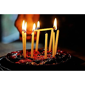 50 Natural 100% Pure Raw Beeswax Taper Candles ( 6") Natural Honey Scent Birthday Cake, Dripless, Smokeless, Nontoxic, Natural Cotton Wick