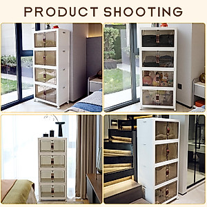 SummerRay 72Gal. Large CollapsibleStorage Bins with Lids, 4 Tiers Organizer with Wheels, Folding Plastic Cabinet with Magnetic Doors for Bedroom, Closet, Laundry, Home, Office, Dorm.