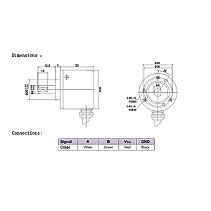 Incremental Rotary Encoder 600 PPR A B 90° Phase 5V-Voltage Output 6mm Solid Shaft
