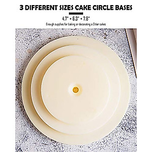 Plastic Dowels for Cakes, 9 Pieces Cake Dowel Rods and 3 Pieces Cake Circle Bases for Tiered Cake Construction and Stacking(9" Rods + 4.7" 6.3" 7.8" Bases)