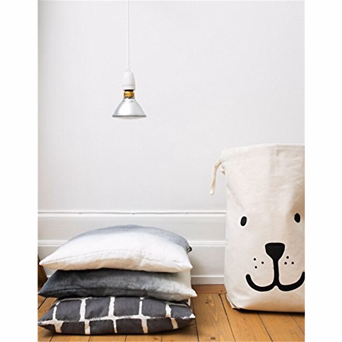 Cuteboom Canvas Laundry bag Household Drawstring Organizers Space Saver Container Storage Sorting Bags (Smiling Dog)