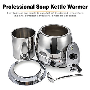 RIEDHOFF Commercial Soup Warmer, 10.5QT Soup Kettle with Hinged Lid and Detachable Stainless Steel Insert Pot, Suitable for Family Gatherings, Parties, Restaurants, and Buffets, Sliver