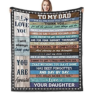 Fathers Day Dad Gifts from Daughter 60"x50" - Gifts for Dad from Daughter - Dad Birthday Gift - New Dad Gifts for Men - Best Dad Ever Gifts Blanket
