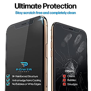 Power Theory Designed for iPhone Xs Max Screen Protector Tempered Glass [9H Hardness], Easy Install Kit, 99% HD Bubble Free Clear, Case Friendly, Anti-Scratch, 2 Pack