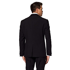 Opposuits Men's Formal Outfit - Premium Tuxedo Suit - Slim Fit - Black - includes Blazer, Pants and Bow Tie