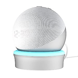 Echo Dot 4th/5th Generation Table Stand, Agandax Desktop Holder Mount for Dot 4th Gen, Base Bracket with Light Guide, Clever Smart Speakers Accessories with Built-in Cable Management Hide Messy Wires