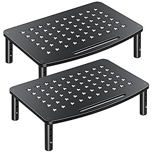 Zimilar 2 Pack Monitor Stands Risers, 3 Height Adjustable Monitor Riser for Laptop, Printer, iMac, PC, Premium Metal Monitor Stand Riser for 2 Monitors