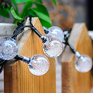 Outdoor String Lights, Waterproof Christmas Decoration Light, 19.7 Feet 30 LED Solar Powered Patio Lights Super Bright with Support Pillar Fairy Lights for Xmas Tree Garden Home (Warm Yellow)