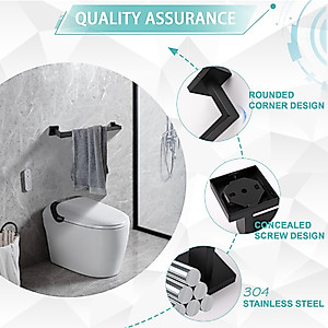 LANC 36-Inche Long Towel Bars for Bathroom Wall Mounted, Matte Black Bath Towel Racks Stainless Steel Total-37.5” Towel Rails for Kitchen Square Towel Holder Rods Hanger, A8804MB-9P1