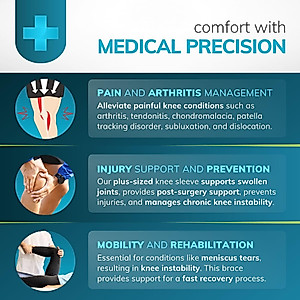 BraceAbility Bariatric Knee Brace for Large Legs - Plus Size Knee Brace with Side Stabilizers for Big Men or Women, Arthritis, Patellar Tendonitis, Obese Chondromalacia Pain, Instability (3XL)