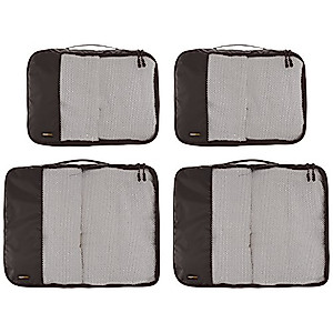 Amazon Basics 4 Piece Packing Travel Organizer Cubes Set - 2 Medium and 2 Large, Black