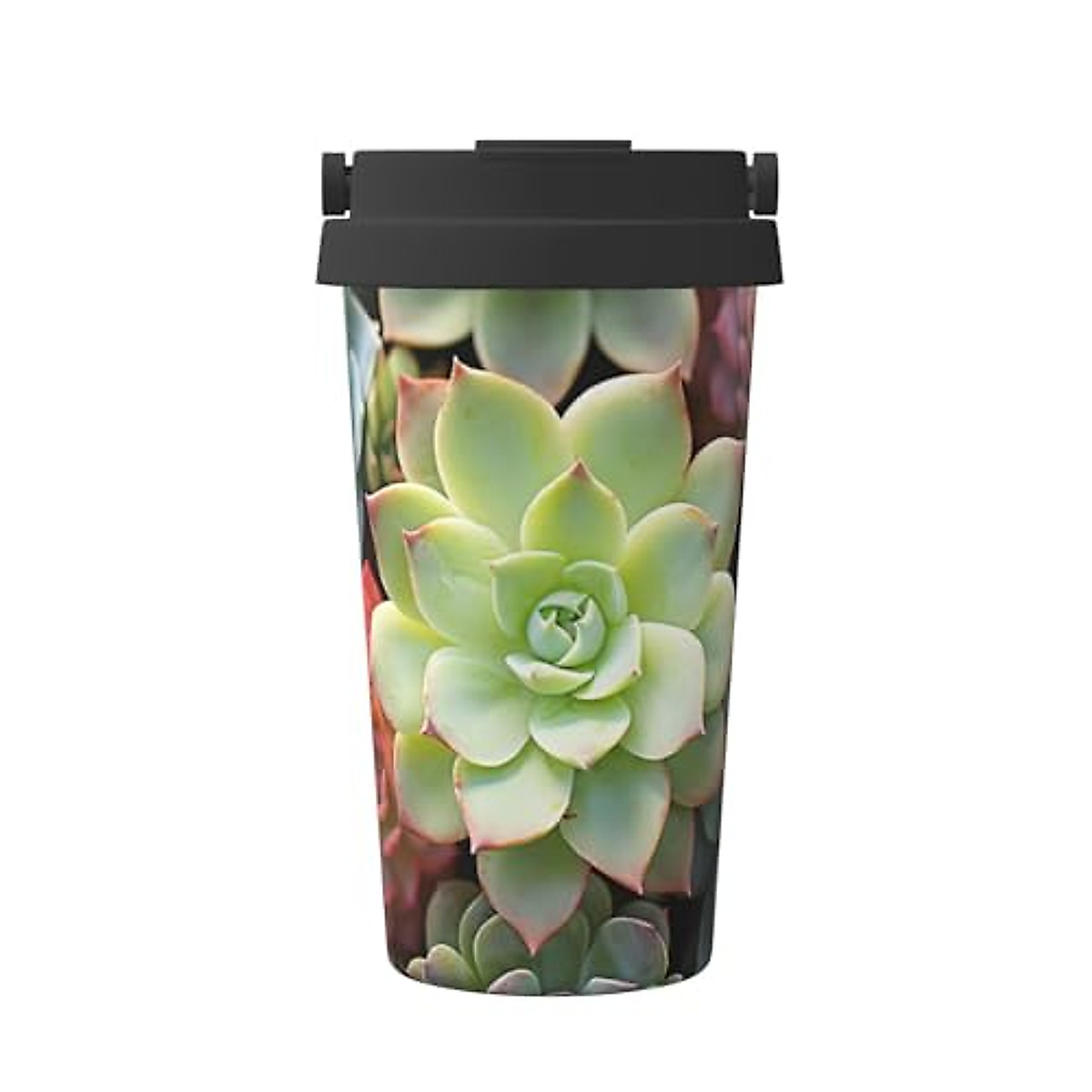 GTKSYNVE Reusable Coffee Mug with Lid and Handle, Cactus Succulents Tumbler for Hot & Cold Drinks 16oz Stainless Steel Insulated Coffee Tumblers Double Wall Vacuum Thermal Cup