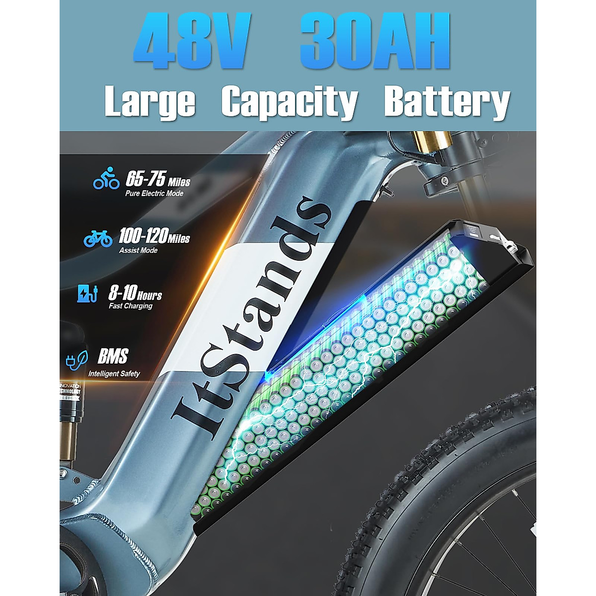 BIGUODIR Electric Bike for Adult 1000W Foldable, 48V 30Ah/20AH Long Range Electric Bicycle LG Cells, 26"x4" Fat Tire Ebike, Up to 30MPH Dual Hydraulic Brakes, Full Suspension Mountain Class 3 Ebike