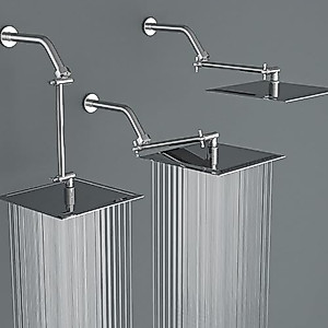 Voolan 11 Inch Shower Extension Arm, Adjustable Height and Angle, Premium Solid Brass Anti-leak, Universal Connection to Showerheads (Chrome)