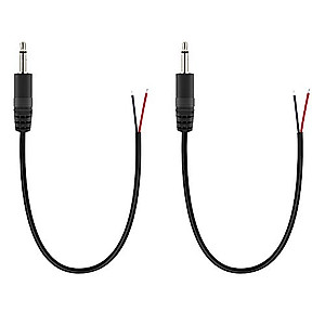 Fancasee 2 Pack Replacement 3.5mm Male Plug to Bare Wire Open End TS 2 Pole Mono 1/8" 3.5mm Plug Jack Connector Audio Cable Repair