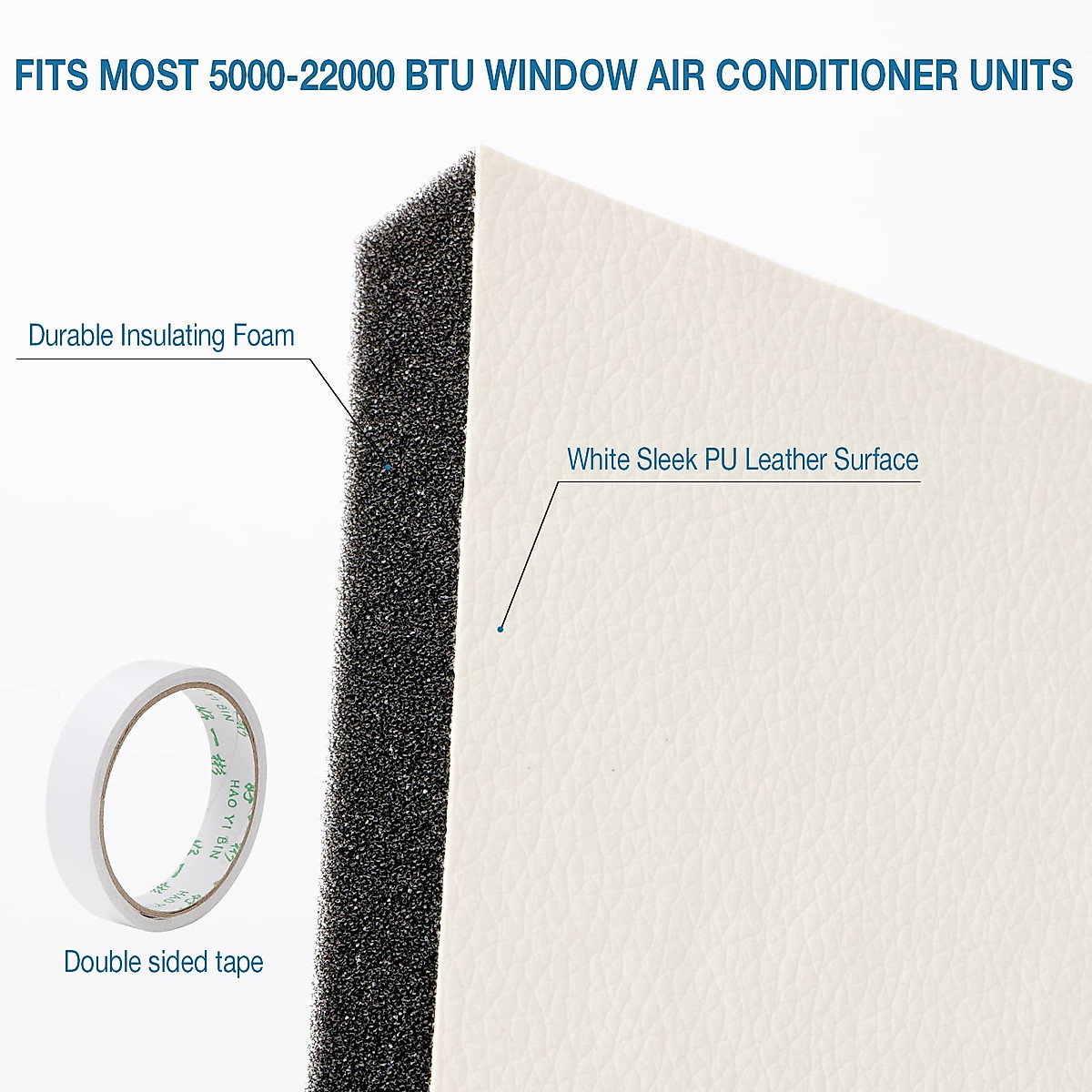 HOXHA AC Side Panels Kits, Air Conditioner Foam Insulation Window Kit 2 Pack, Air Conditioner Accessories Seal, 17 inch×9 inch ×7/8 inch,White