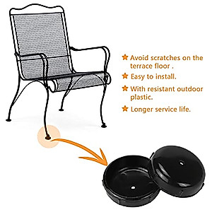 APPLIANCEMATES 1-1/2" Wrought Iron Patio Furniture Feet Glides,32 Pcs Plastic Outdoor Patio Furniture Feet Protectors Protecting Floor Surfaces from Scratches(Black)