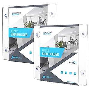 Adir Acrylic Window Sign Holder with Suction Cups 2 Pack (8.5-x-11-inch)