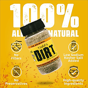 Todd’s DIRT - Original DIRT Medium 4.0 oz Bottle, All Purpose Seasoning & BBQ Rub, Gourmet Mild Savory Seasoning/Rub that’s GREAT ON EVERYTHING, 100% All Natural With No MSG & Gluten-Free