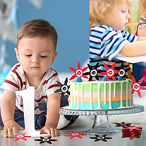 Deekin 8 Pcs Ninja Foam Star Toys Throwing Stars Foam Throwing Toys for Boys Halloween Cosplay Ninja Party Favors Birthday Party Supplies Decorations, 4 Inch, Black and Orange