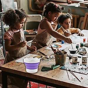 Aswewamt 3 Pcs Collapsible Paint Brush Washer Silicone Portable Painting Water Cup Mini Foldable Washing Bucket Brush Holder Organizer Cleaner for Watercolor Oil Painting (Black+Purple+Green)