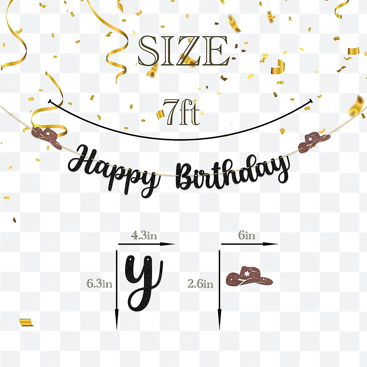 ShuanQ Cowboy Happy Birthday Banner - Western Theme Baby Shower/Birthday Party Decoration - Cowboy Cowgirl Birthday Party Bunting Decor - Wild West Birthday Party Supplies Photo Booth Props