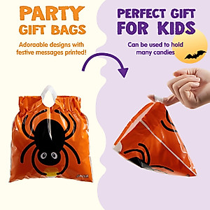 JOYIN 96 Pcs Halloween Drawstring Candy Bags, Small Trick or Treat Bags Bulk, Plastic Goodie Bags for Trick or Treating, Gift Bags for Kids Boys Girls Halloween Party Favors Supplies