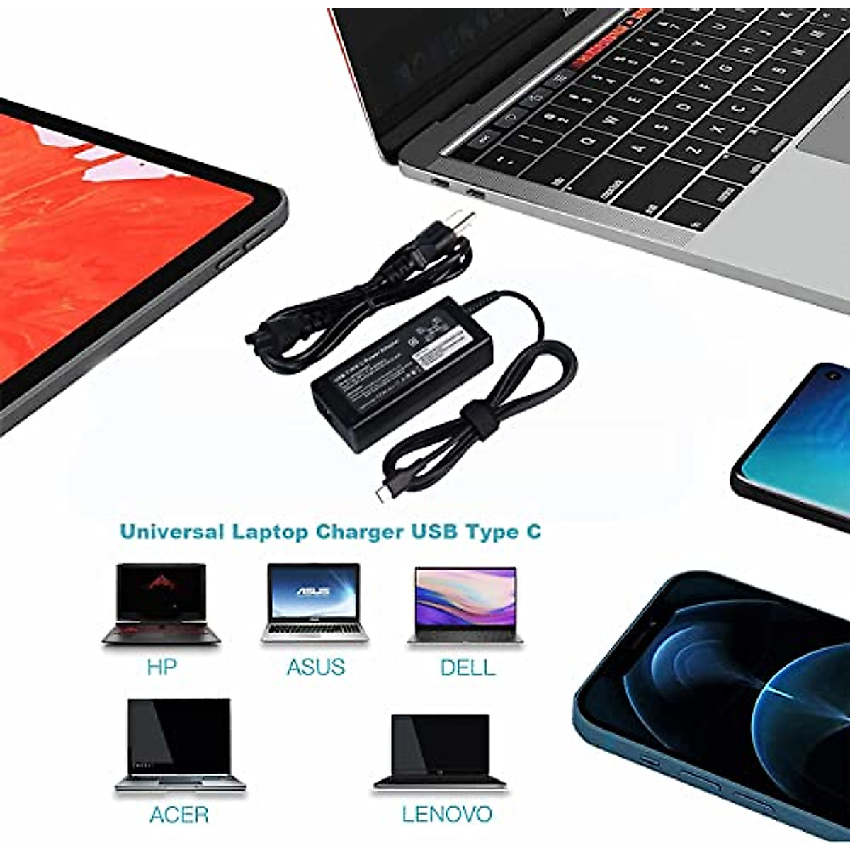 45W USB Type C Laptop Charger for Acer Chromebook Spin 15 13 11 315 713 311 314 R13 CB315 CP315 CP311 CB311 CP713 C933 CB5-312T R721 SF713 SP714 N16Q10 N17Q5 N17Q8 N17Q9 N18Q3 N18Q5 N18Q6 N18Q12