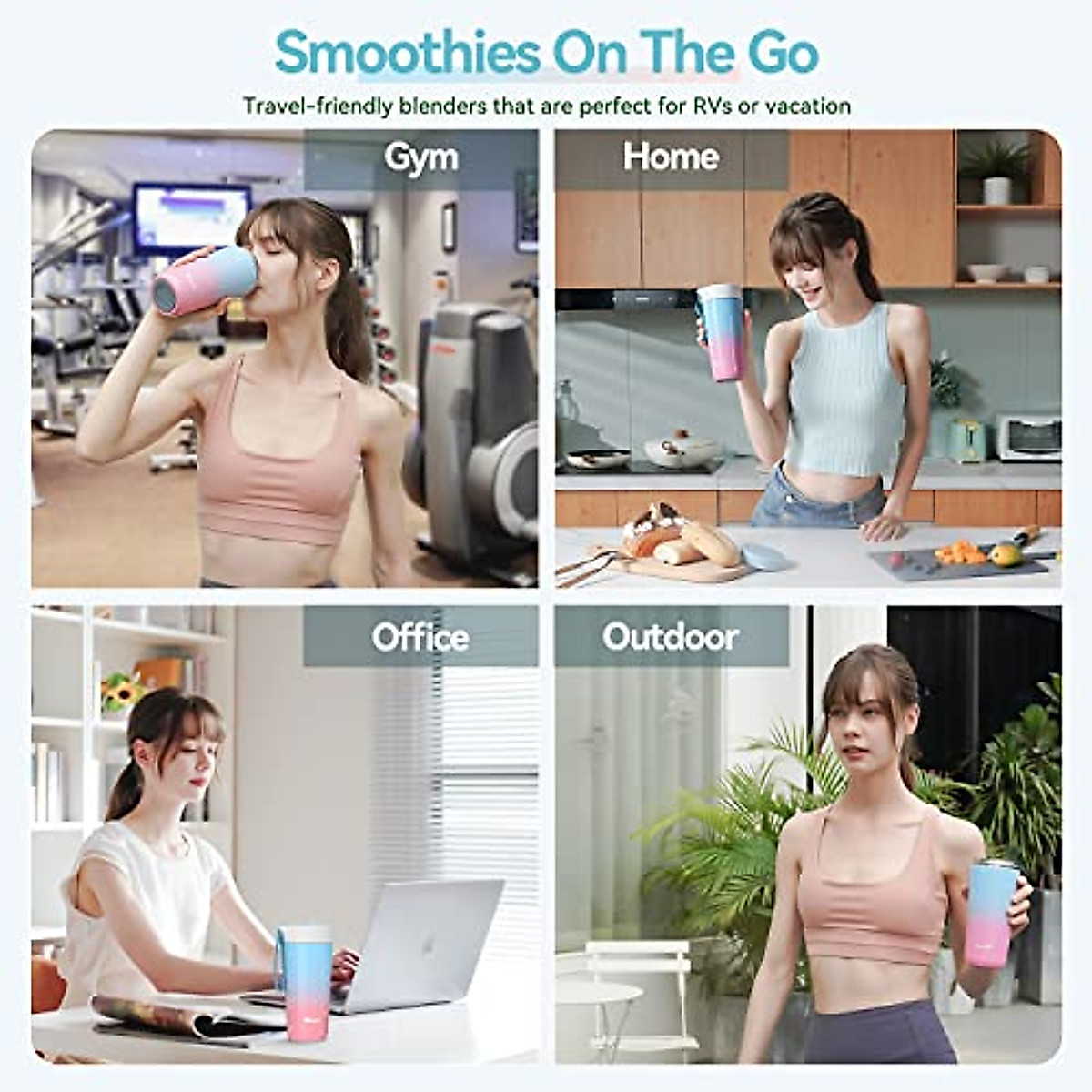 Wamife Portable Blender, Stainless Steel Personal Blender for Shakes and Smoothies, Rechargeable Smoothie Blender Keep Juice Fresh and Cold Mini Blender for Travel Sports