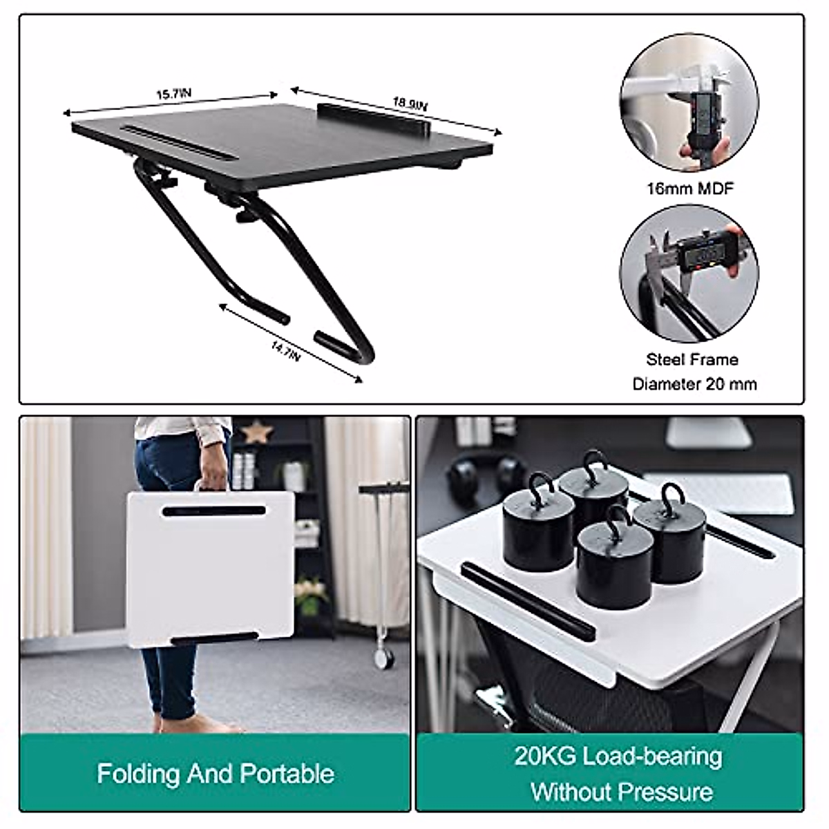 CALEPTONG Standing Desk on Chair, Work Standing Desk Sit Stand Up Desk for Home Office, Black