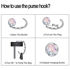 Foldable Purse Hook Womens Bag Table Hanger Collection Desk Hooks for Purse (4pack Pretty Marble Hook)