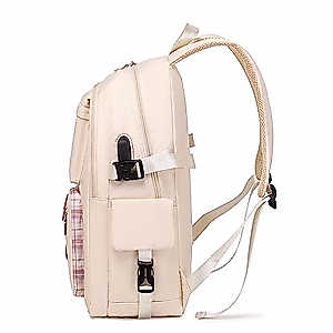 Acmebon Girl Roomy Fashion Laptop Backpack Casual Daily Backpack for Women Cream