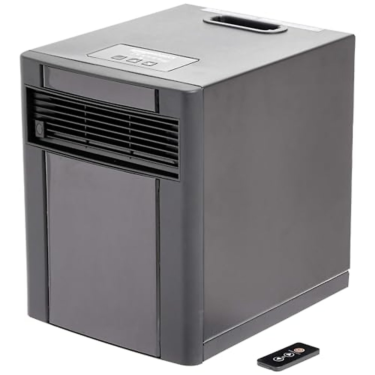 Amazon Basics Portable Space Heater, With Remote Control, Adjustable Thermostat, LED display, Energy-Saving ECO-Smart Setting, 1500W, Black, 11.4"D x 14.5"W x 14.7"H