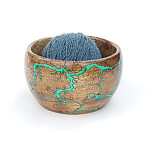 Wooden Yarn bowls For Crocheting - Large Yarn Ball Holder Knitting Bowl Storge Crocheting Accessories and Supplies Organizer,Yarn Holder Dispenser for Crocheting - Gift for Crocheters (Green)