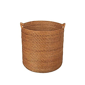 KOUBOO 1060095 Laguna Round Ear Handles, Honey-Brown Rattan Storage Basket