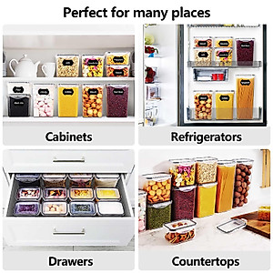 Airtight Food Storage Containers Set-Kitchen and Pantry Organization 16 Pack, BPA-Free Plastic Containers with Lids for Dry Food, Cereal, Flour & Sugar, Include Labels, Marker & Spoon Set