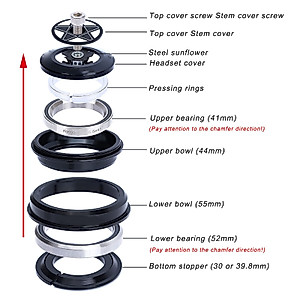 BuyWeek Bike Headset Bearings, Aluminum Alloy Bicycle Headset Top Caps Bearings Bicycle Accessories for Mountain Road Bike